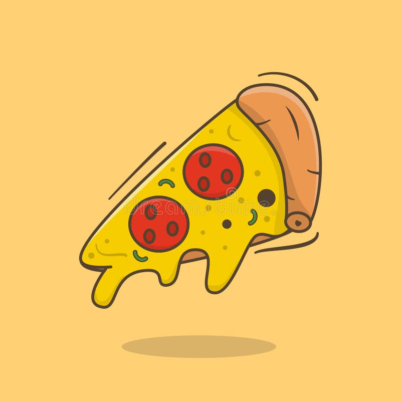 Pizza Slice, Pizza Sticker, Pizza Melt Cartoon Illustration, Flat ...