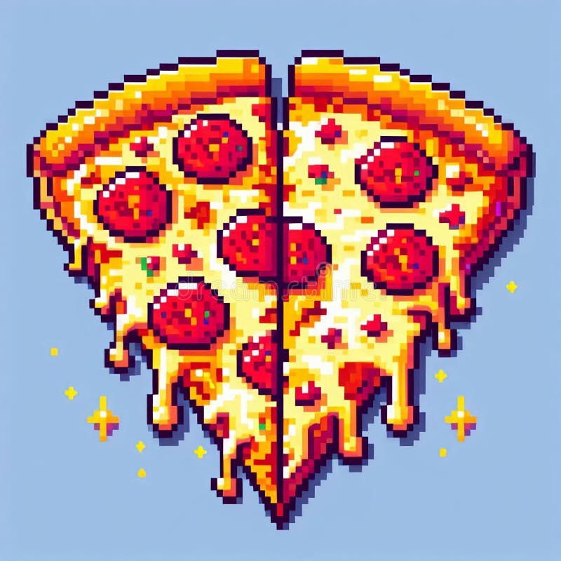 Pizza Slice Vector Design with Melted Cheese,pixel Art Stock ...