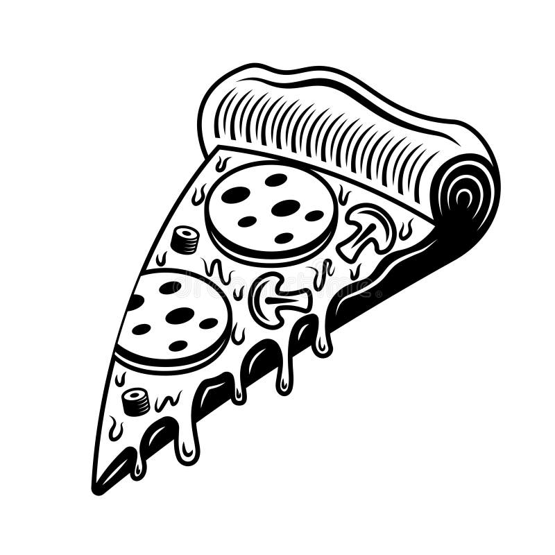 Pizza Slice Vector Object or Design Element in Vintage Monochrome Style ...