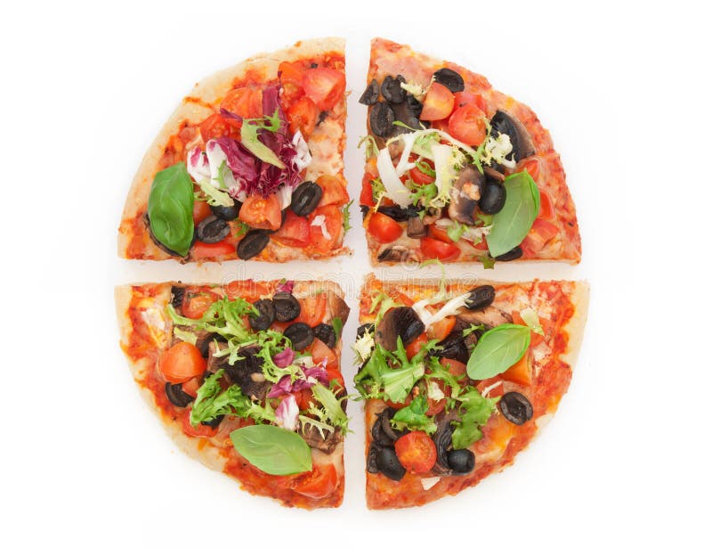 Pizza Quarters Set, Isolated Stock Photo - Image of cheese, peperoni ...
