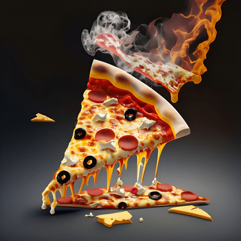 Pizza Slices with Cheese and Salami Illustration Stock Illustration ...