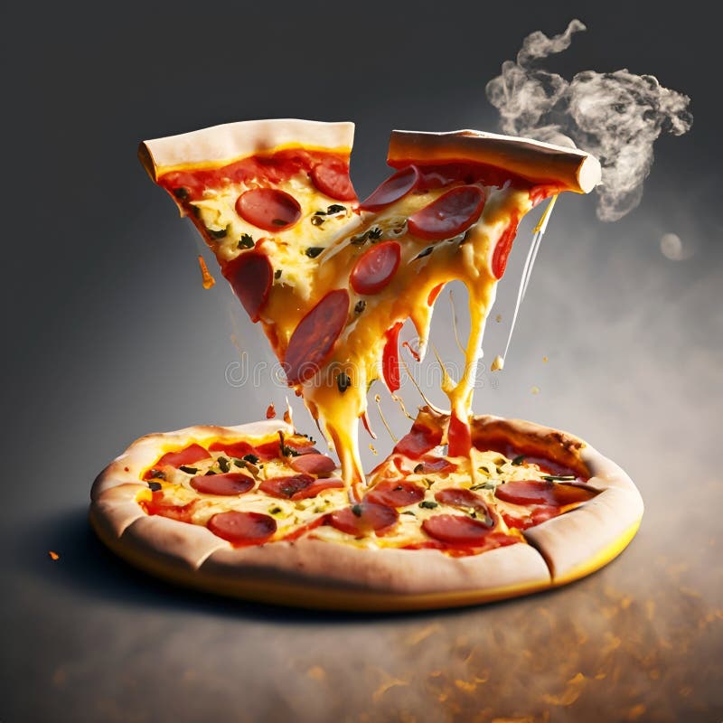 Pizza Slices with Cheese and Salami Illustration Stock Illustration ...