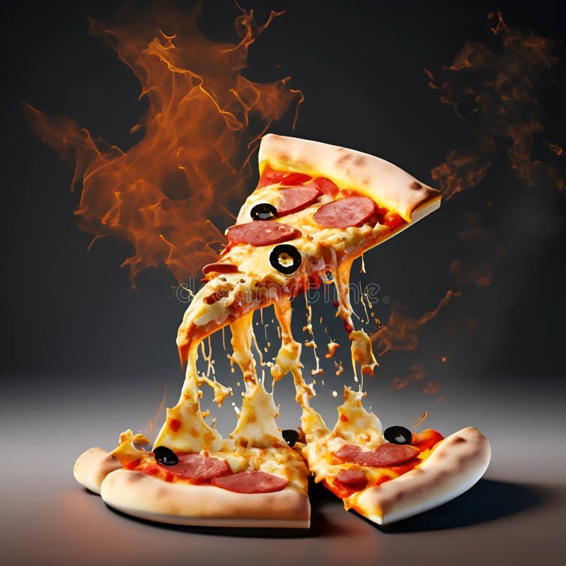 Pizza Slices with Cheese and Salami Illustration Stock Illustration ...