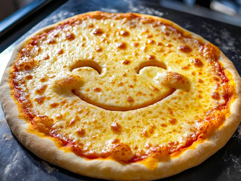 A Pizza with a Smiley Face on Top of it Stock Photo - Image of topping ...