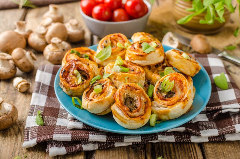 Pizza snails puff pastry stock photo. Image of delicious - 63796444