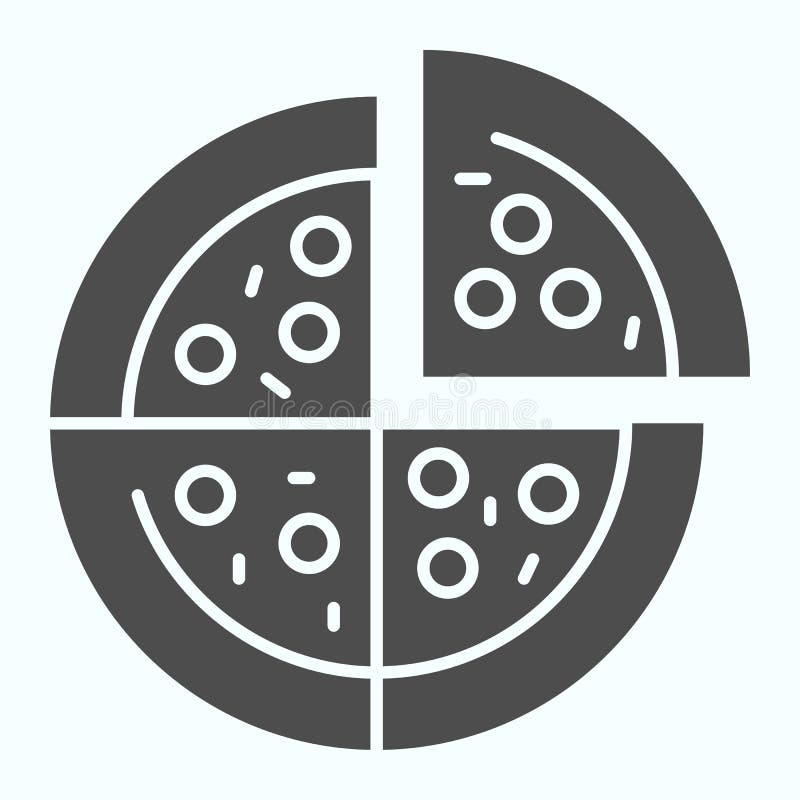 Pizza Solid Icon. Pizza is Cut into Four Slices Vector Illustration Isolated on White Stock ...