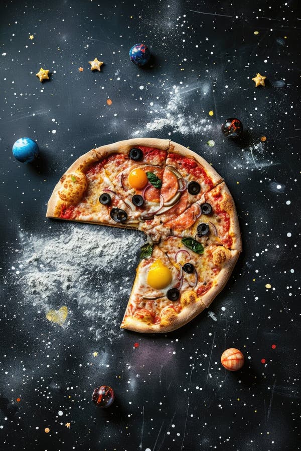 Pizza in Space: a Unique Dining Experience Stock Photo - Image of ...