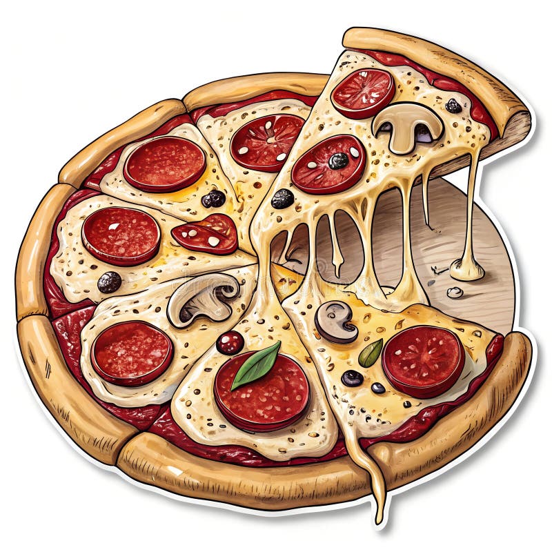 Pizza sticker stock image. Image of tasty, pizzeria - 345881635