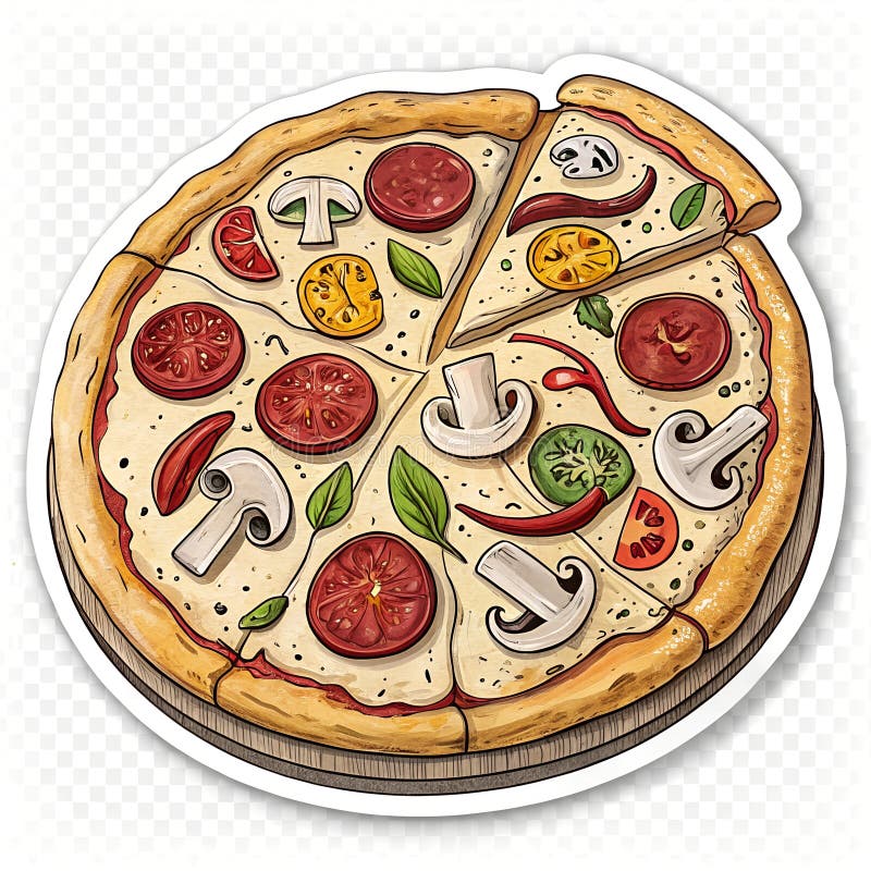 Pizza sticker stock photo. Image of sticker, design - 345881738