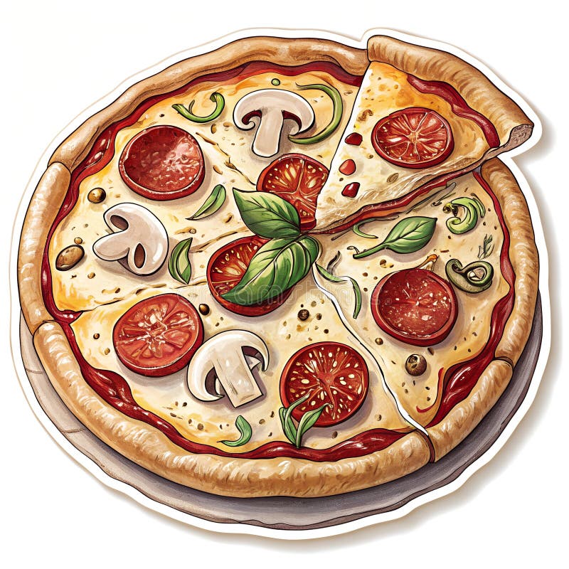 Pizza sticker stock photo. Image of cuisine, delicious - 345882080