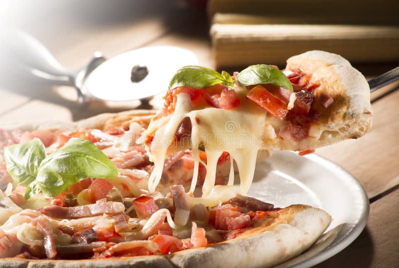Pizza on the table stock photo. Image of diet, italian - 71907018