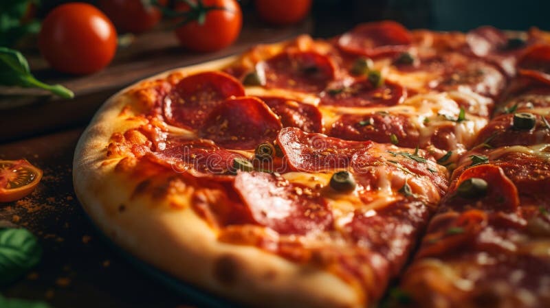 Pizza on Table. Closed Up and Selective Focus. Generative AI Stock ...