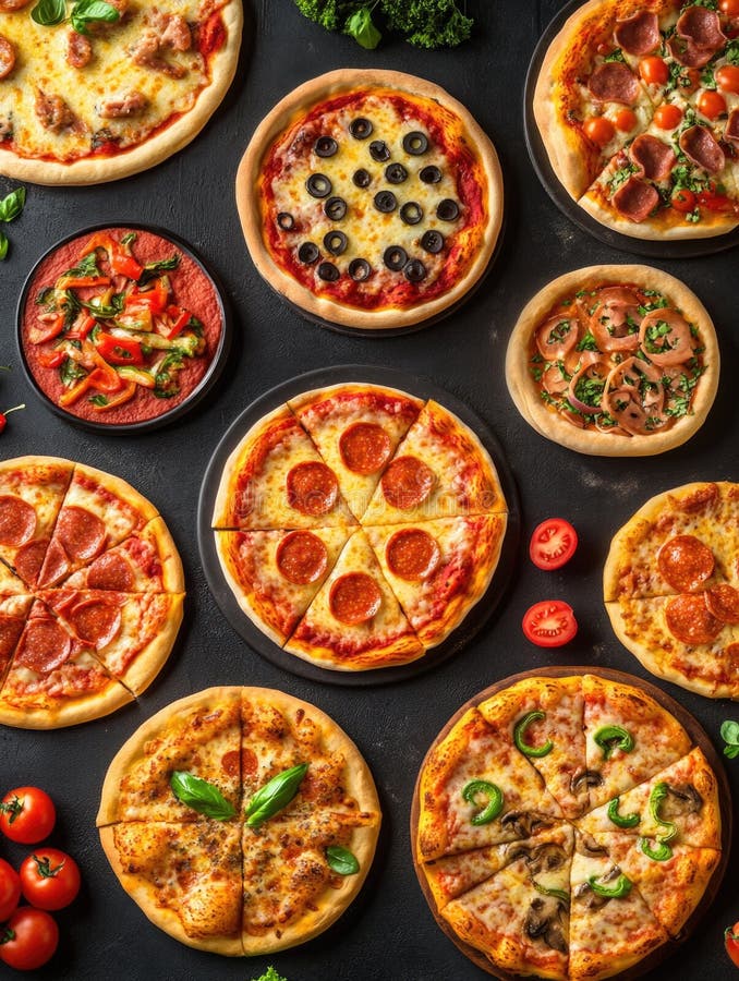 Pizza Table stock image. Image of crust, meal, slice - 378105647