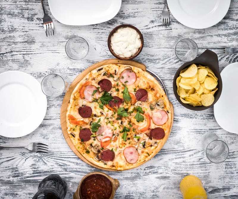 Homemade Guacamole with Corn Chips Top View Stock Image - Image of mayo ...
