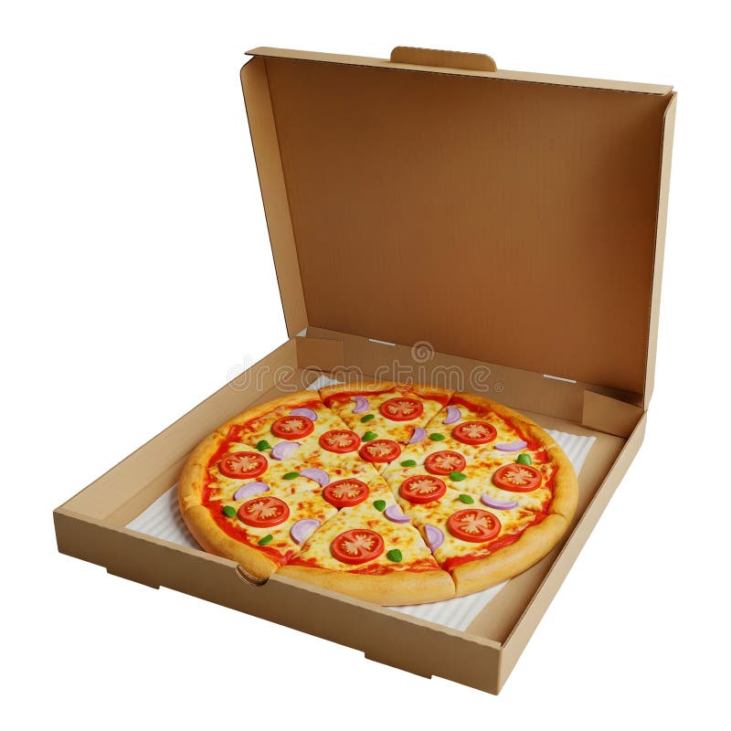 Pizza in a Takeout Box Minimalist 3D Rendering in a Soft and Smooth ...