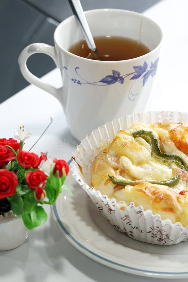 Pizza and tea stock photo. Image of white, delicious - 22871540