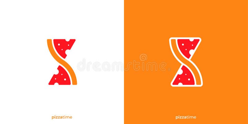 Pizza Time Logo. Two Slice of Pizza and Abstract Hoursglass with ...
