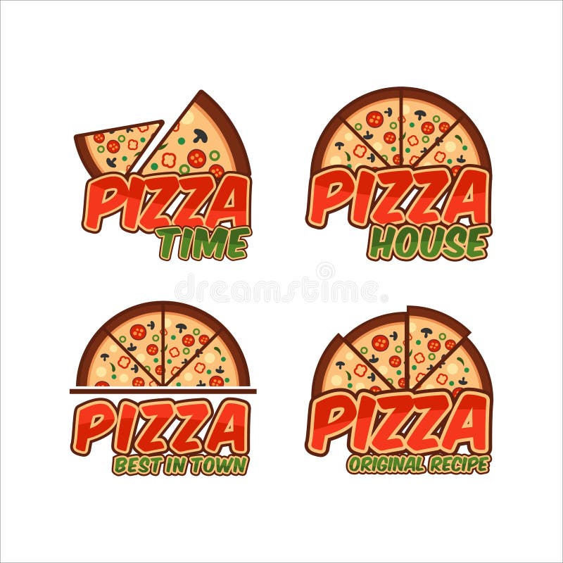 Pizza Time House Logo Collection Stock Vector - Illustration of address ...