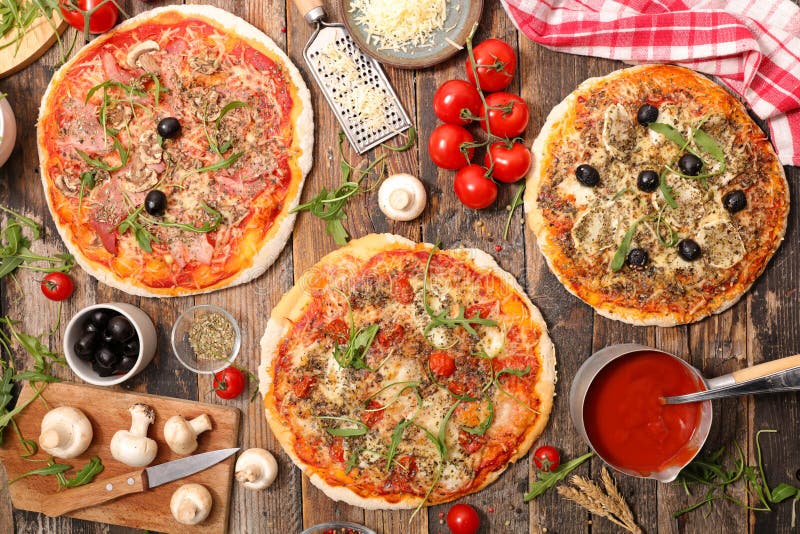 Assorted Pizza with Ingredient Stock Image - Image of dinner, sauce ...