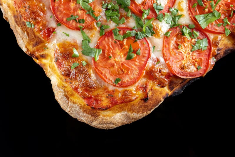 Pizza with Tomatoes and Parsley, Top View. Rectangular Pizza Stock ...