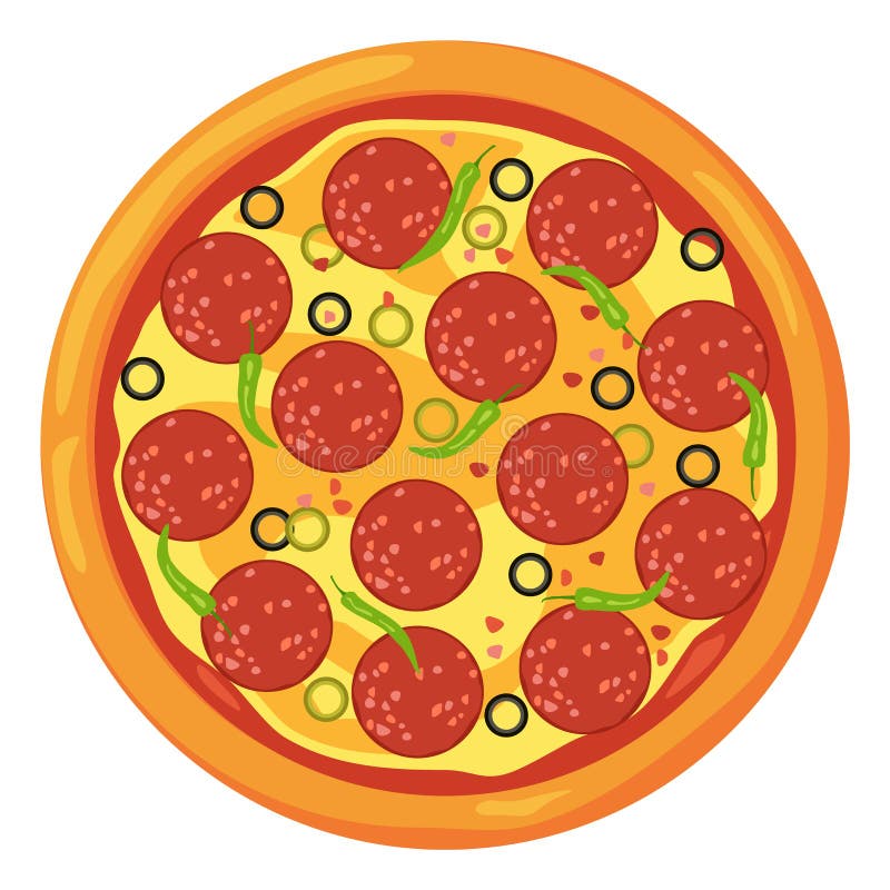 Pizza Top View with Salami Slices. Pepperoni Cartoon Icon Stock Vector ... Pizza Top View with Salami Slices. Pepperoni Cartoon Icon Stock Vector ...