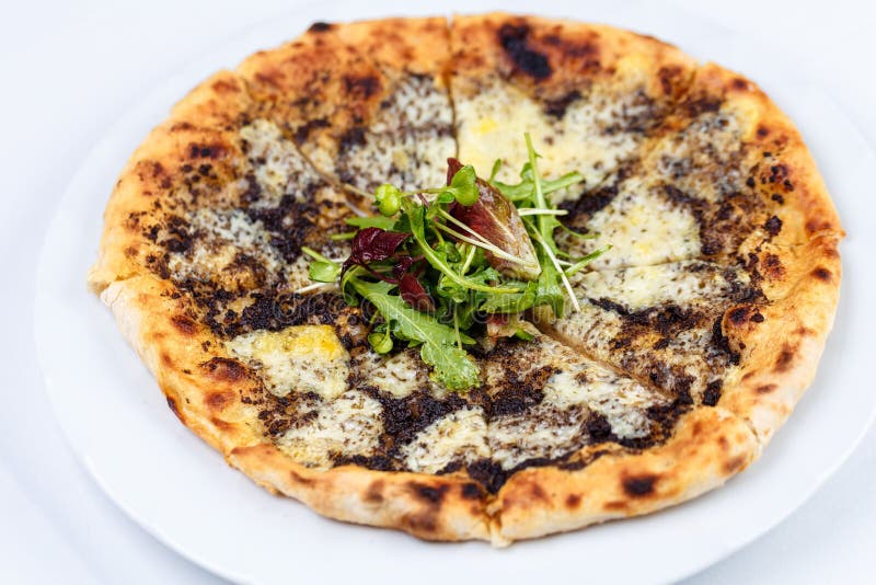 Pizza with truffle stock photo. Image of food, background - 97193596