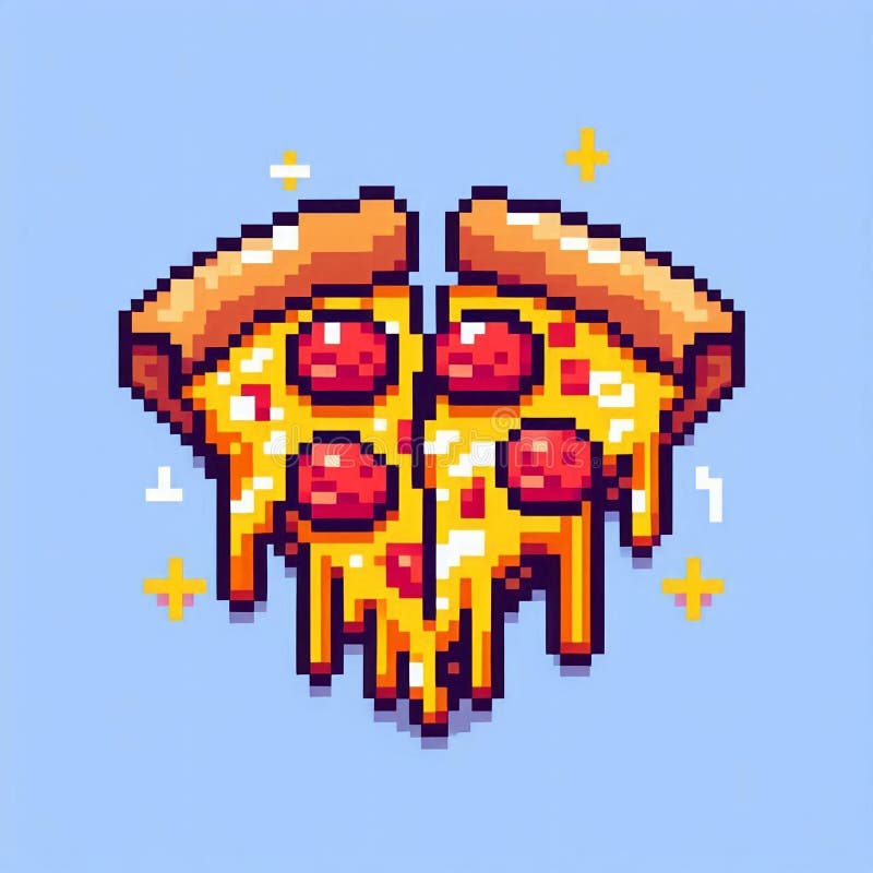 Pizza Vector Design on Blue Background, Pixel Art Stock Illustration ...