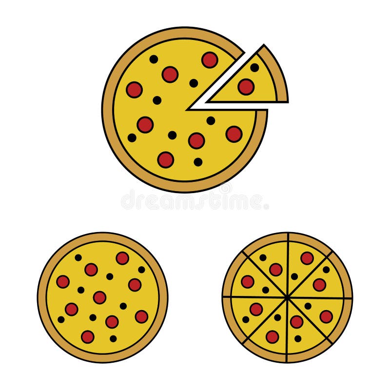 Pizza, vector stock vector. Illustration of menu, black - 260201048