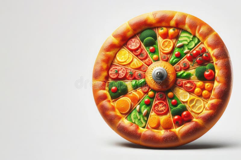 Pizza Wheel with Vegetables. Space for Text. Stock Image - Image of ...