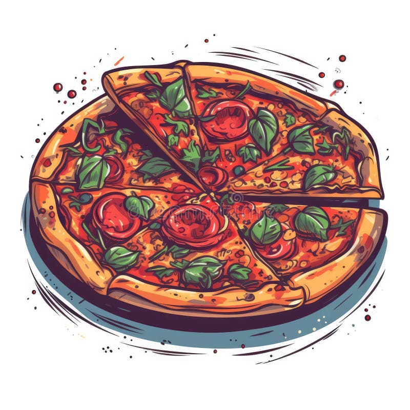 Pizza on White Background Logo Digital Art. Generative AI Stock ...