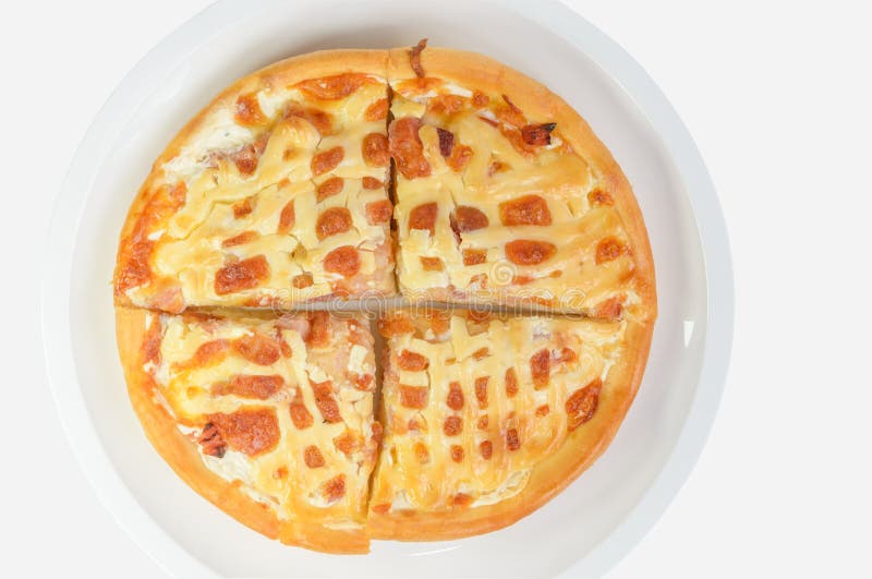 Pizza on white background stock photo. Image of meat - 55112622