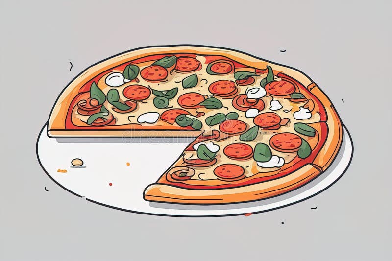 Pizza on a White Plate. Vector Illustration Stock Illustration ...