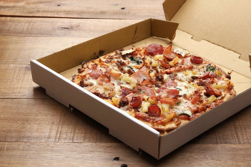 Takeaway Box of Pizza stock image. Image of meat, baked - 144336371
