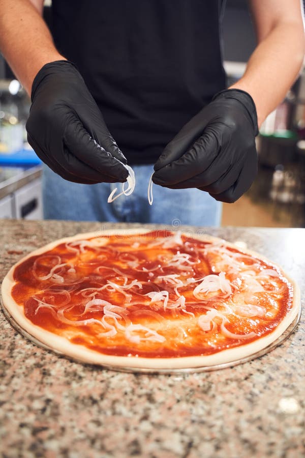 Pizzaiolo with Beard Making a Pizza Stock Photo - Image of oven, paste ...