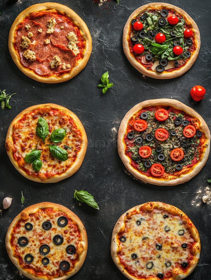 Pizzas with toppings stock photo. Image of toppings - 378127816