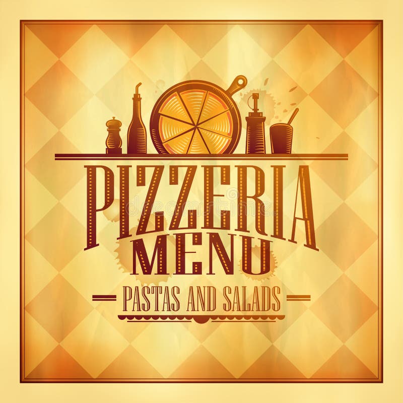 Pizzeria Menu Template, Vintage Style Stock Vector - Illustration of ...