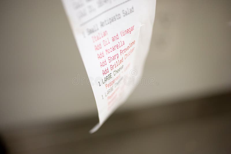 Pizzeria order receipt stock image. Image of plate, customer - 238156017