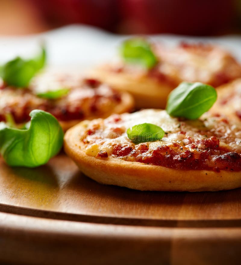 Pizzette (small Pizzas, Italy) Stock Photo - Image of wooden, tomato ...