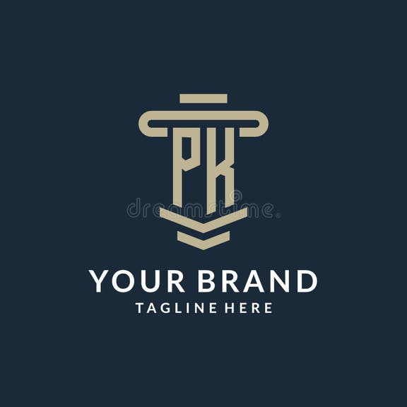 PK Initial Logo Monogram with Simple Luxury Pillar Line Vector Design ...