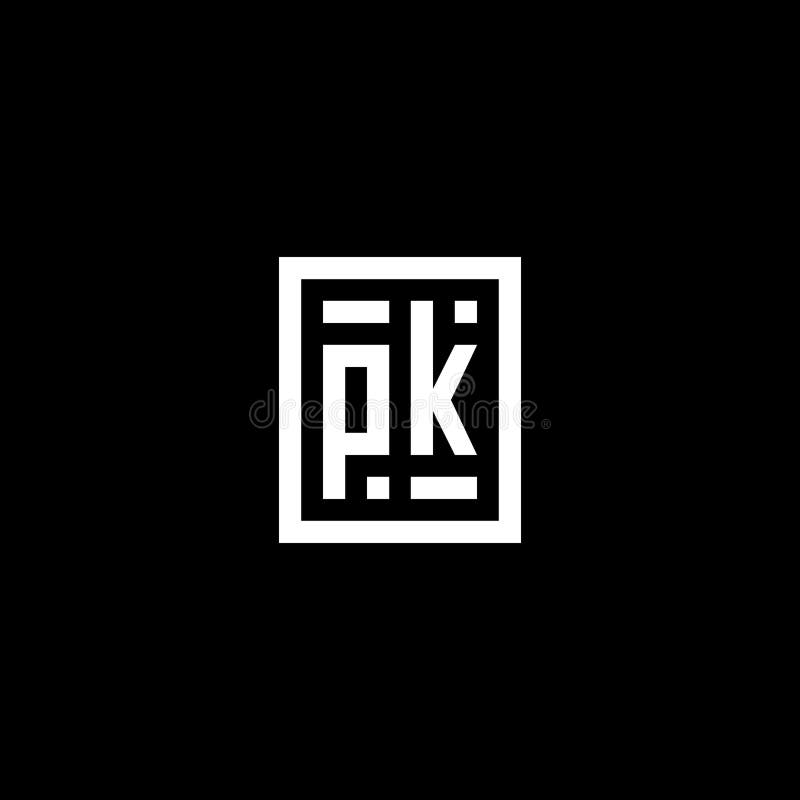 PK Initial Logo with Square Rectangular Shape Style Stock Illustration ...