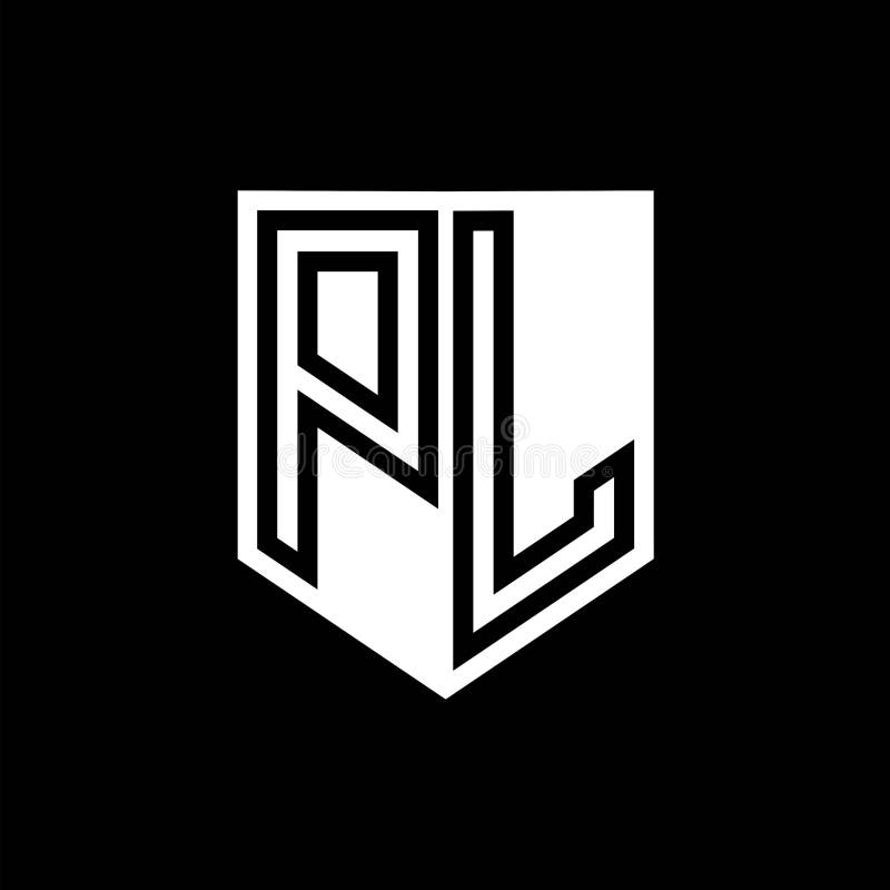 PL Logo Monogram Shield Geometric Black Line Inside White Shield Color ...