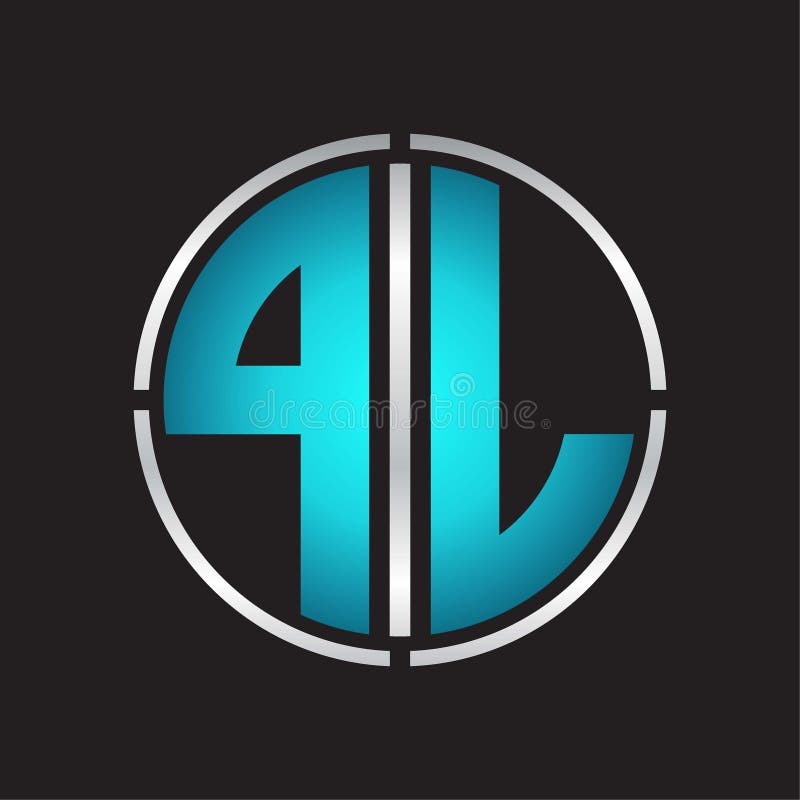 PL Logo Initial with Circle Line Cut Design Template on Blue Colors ...