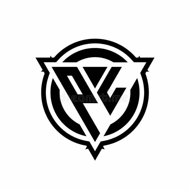 PL Logo with Triangle Shape and Circle with Outline Rounded Design ...