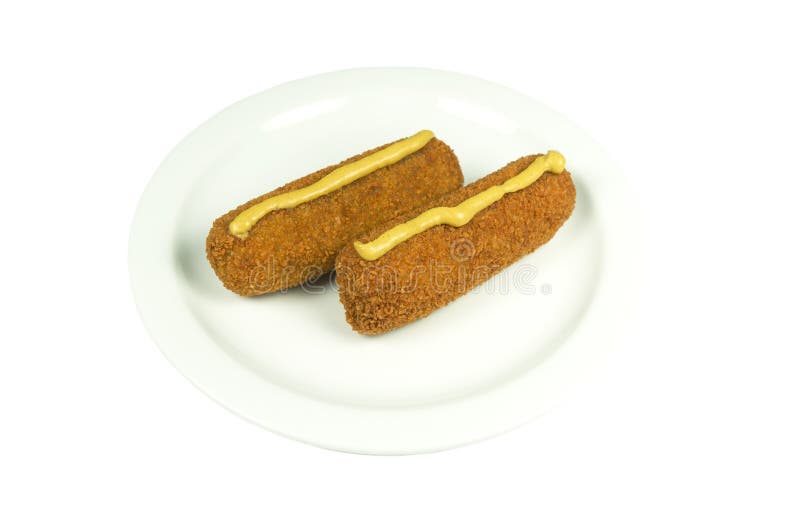Het Gefrituurde Nederlands Kroketten Voor Lunch Stock Afbeelding ...
