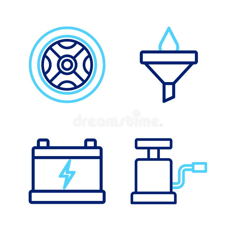 Plaatregelaar Luchtpomp Batterijtrechter En Oliedaling En Wielpictogram ...