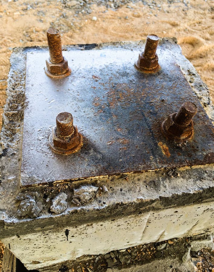 Detalle De Pernos Placa De Acero Basada En El Ancla Imagen de archivo ...