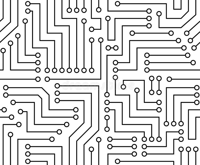 Placa De Circuito Impresa Blanco Y Negro Ilustración del Vector ...