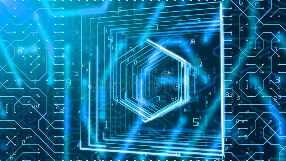 Placa De Circuito Oblicuamente Y Dígitos De La Matriz Stock de ...