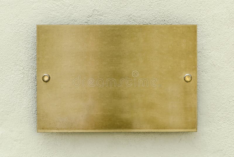 Placa De Metal Del Oro O Nameboard Con Los Remaches Imagen de archivo ...
