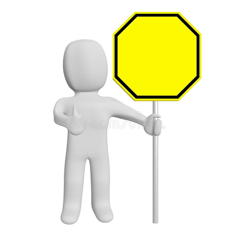 Placa E Ser Humano Do Sinal De Estrada 3d Ilustração Stock - Ilustração ...